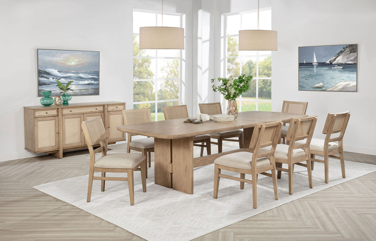 Kailani - 9 Piece Rectangular Wood Dining Table Set - Beige Oak ...