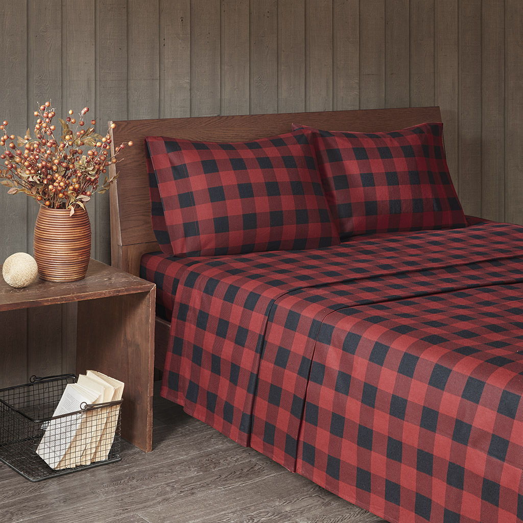 Queen Sheet Set - Red / Black Buffalo Check | Simple Home Plus