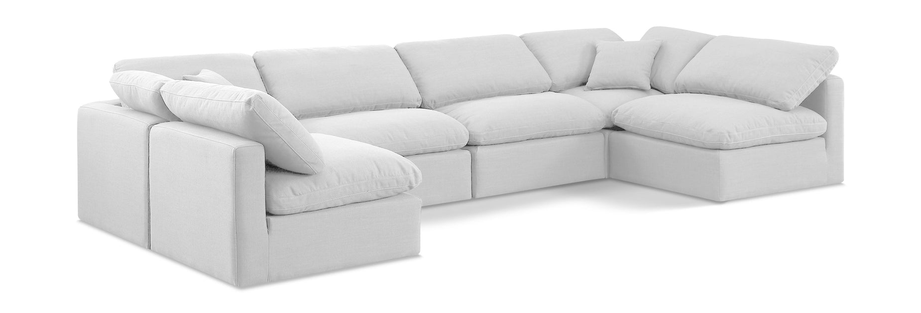 Indulge - Linen 6 Piece Modular U-Shaped Sectional - White | Simple ...