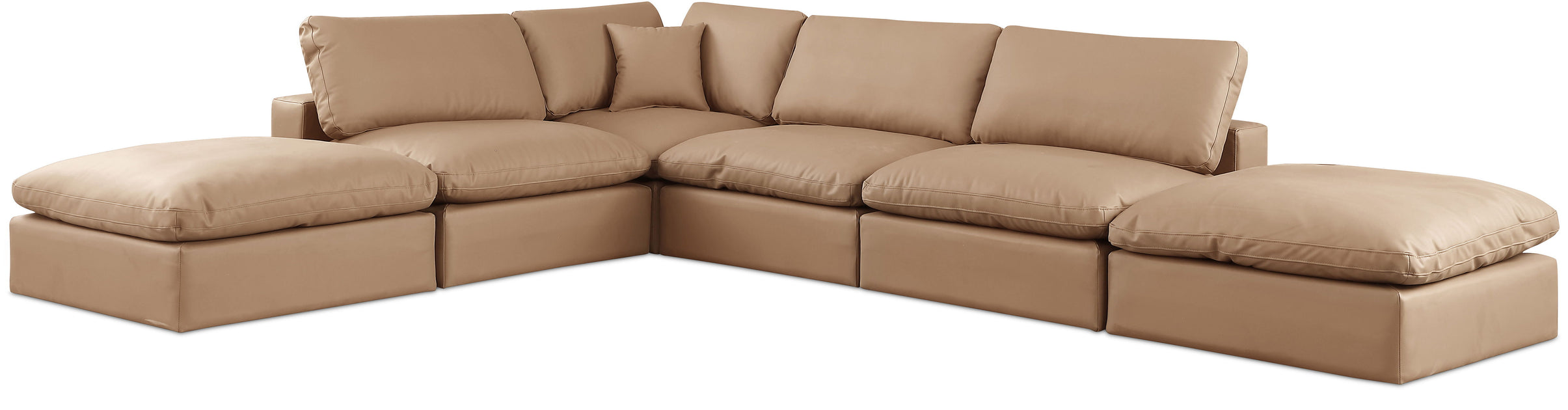 Comfy - 6 Piece Faux Leather Modular Sectional - Tan | Simple Home Plus