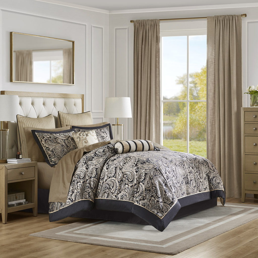 Aubrey - 12 Piece Complete Bed Set - Black | Simple Home Plus