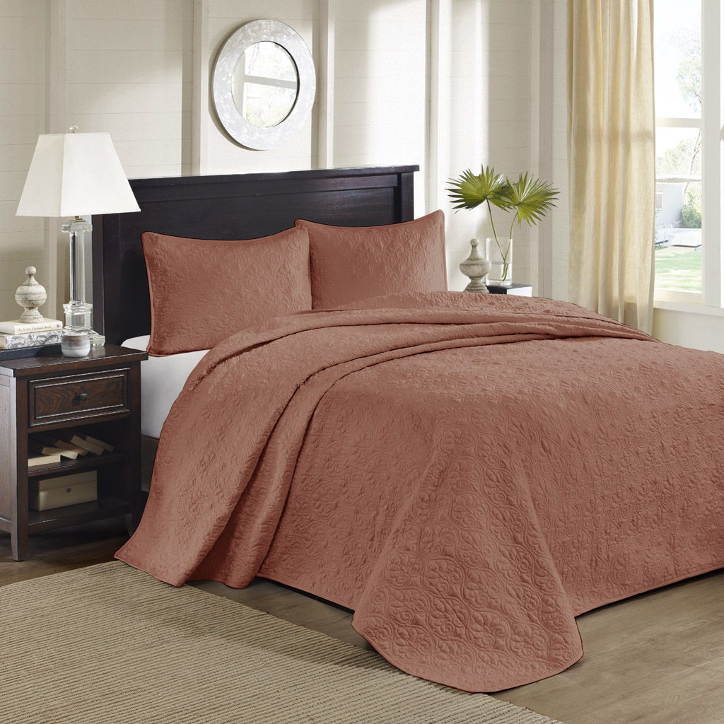 Quebec - 3 Piece King Reversible Bedspread Set - Clay Red | Simple Home ...