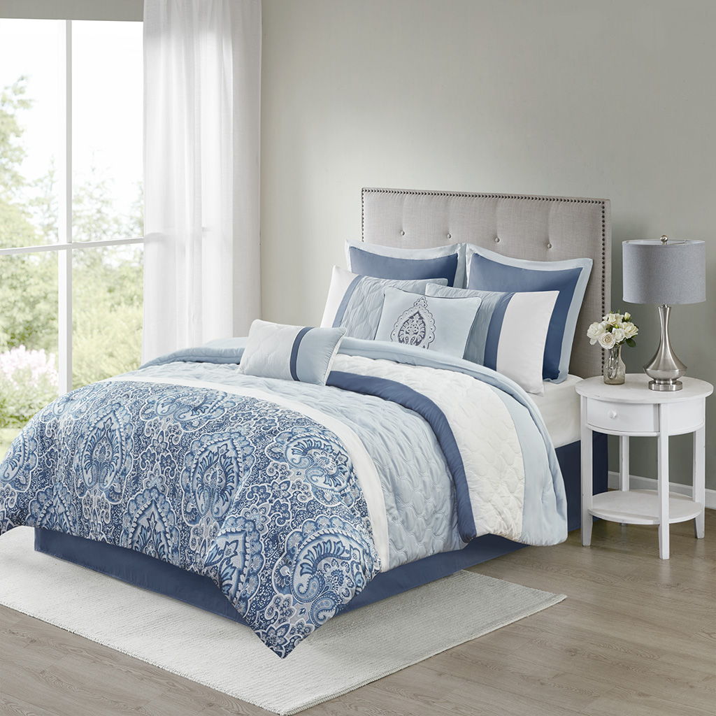 Shawnee - California King 8 Piece Comforter Set - Blue | Simple Home Plus